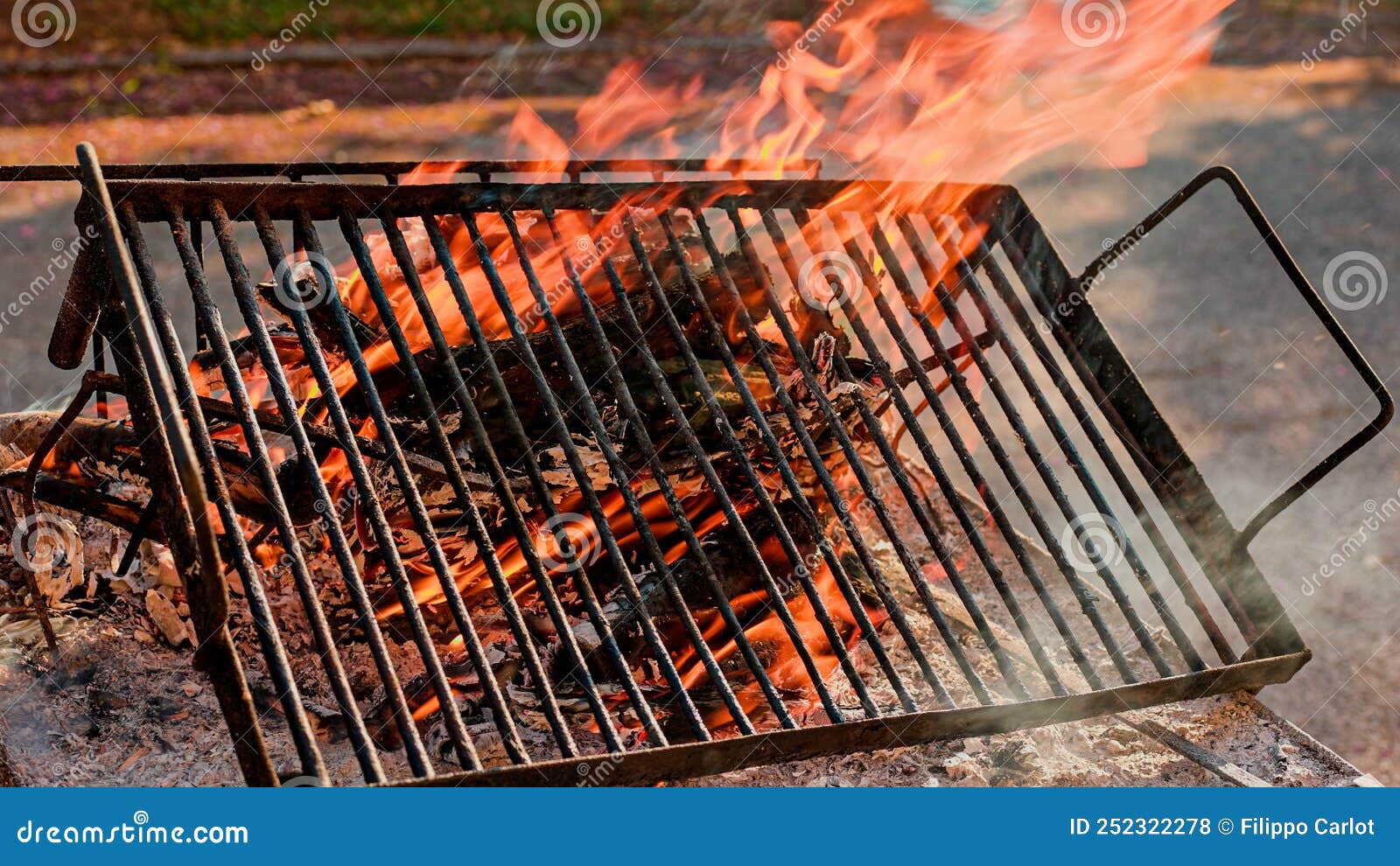 Detail of Grill Grid on Fire Stock Photo - Image of igniting, dangerous ...