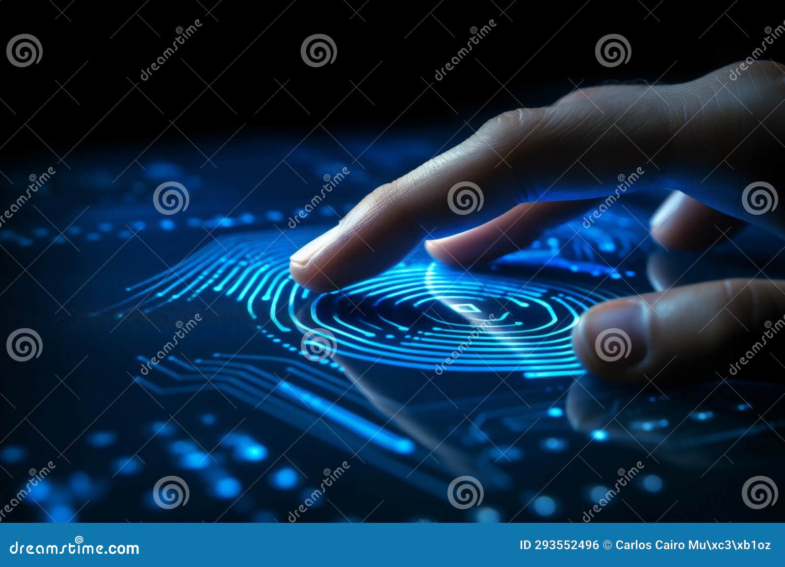 Detail of a Hand Being Authenticated with Touch Screen Biometric ...