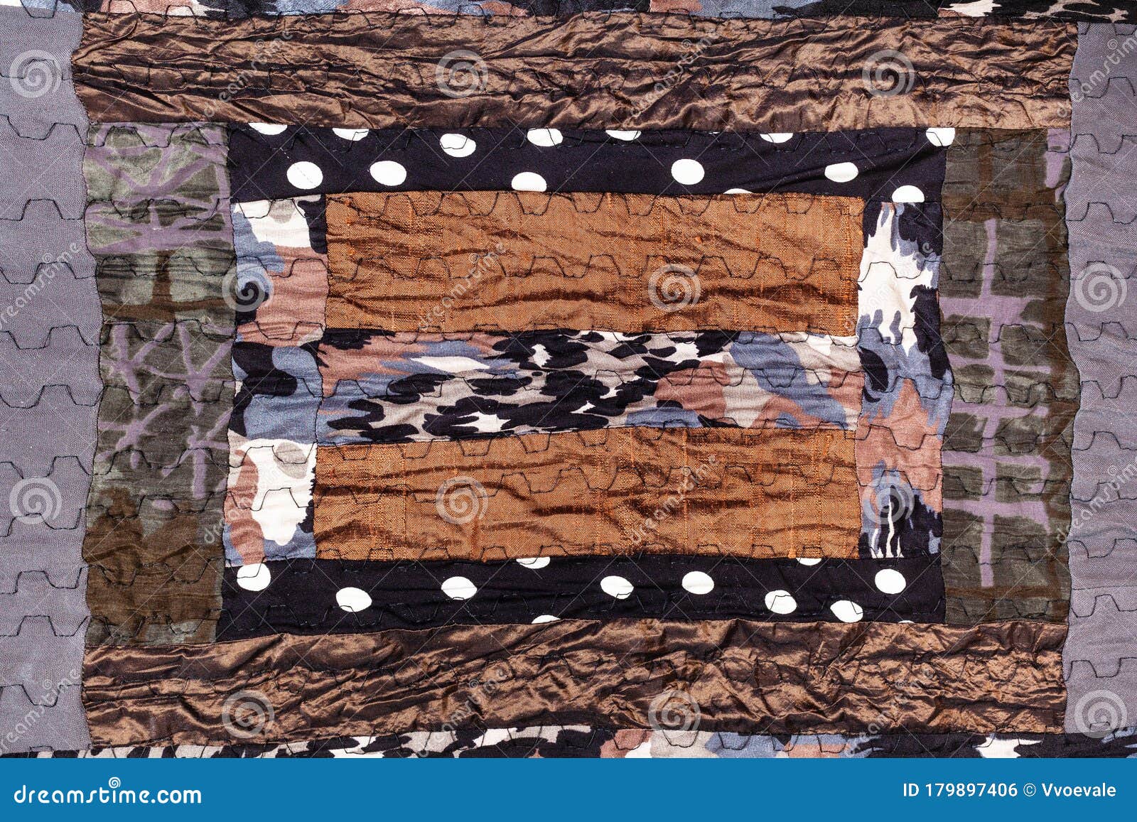 Detail of Handmade Brown Patchwork Scarf Stock Photo - Image of head ...