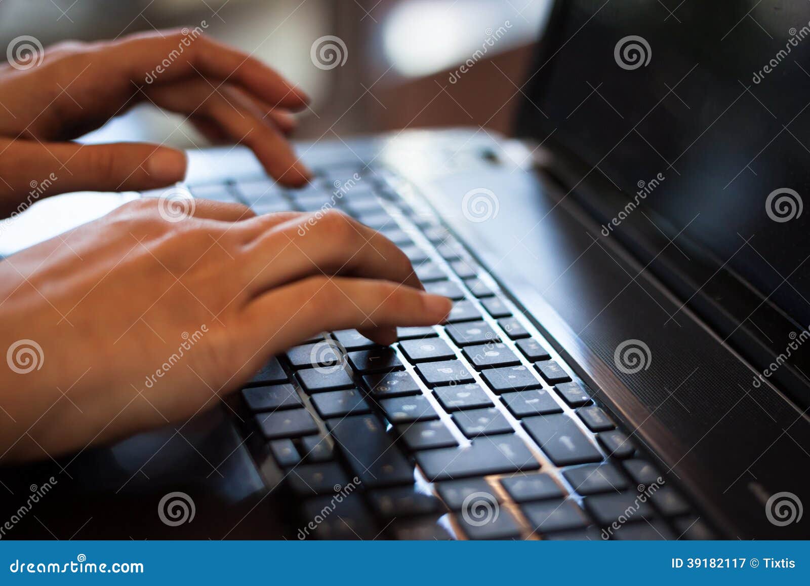 Detail of Hands Working on Computer Keyboard Stock Image - Image of ...