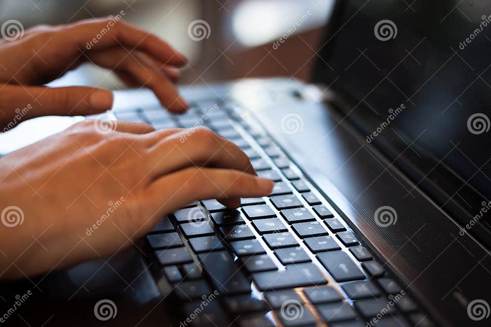 Detail of Hands Working on Computer Keyboard Stock Image - Image of ...