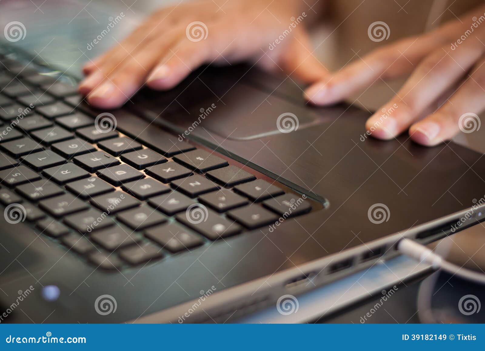 Detail of Hands Working on Computer Keyboard Stock Image - Image of ...