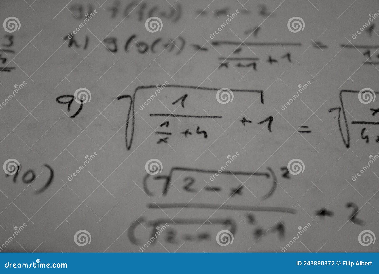 Detail of Handwritten Mathematical Functions Made of Square Root Stock ...