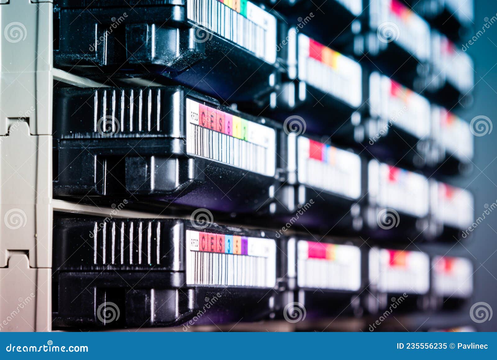 Detail of hard disk array stock image. Image of business - 235556235
