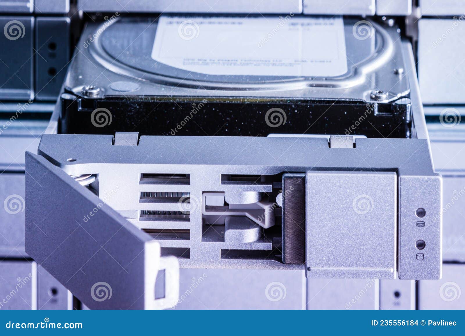 Detail of Hard Disk in a Tray that is Being Installed Inside Dat Stock ...