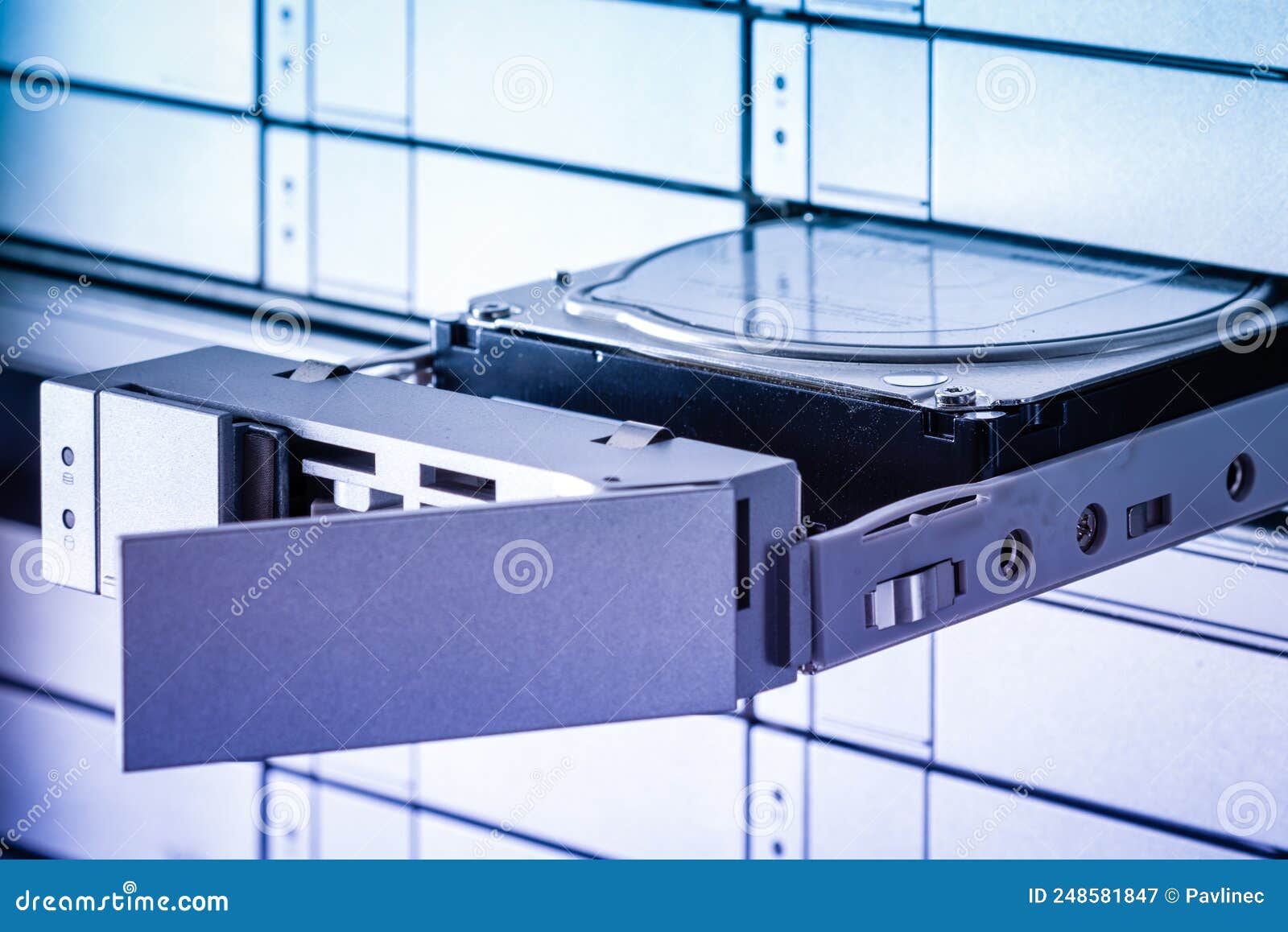 Detail of Hard Disk in a Tray that is Being Installed Inside Dat Stock ...