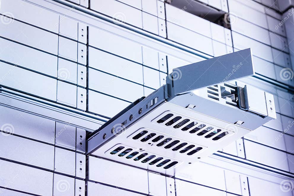 Detail of Hard Disk in a Tray that is Being Installed Inside Dat Stock ...