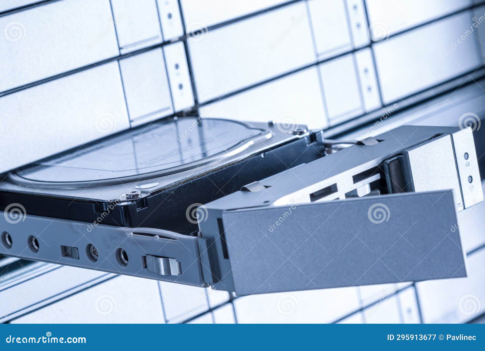 Detail of Hard Disk in a Tray that is Being Installed Inside Dat Stock ...