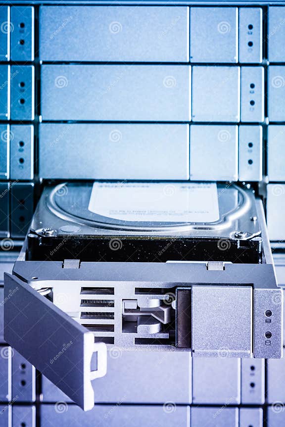 Detail of Hard Disk in a Tray that is Being Installed Inside Dat Stock ...