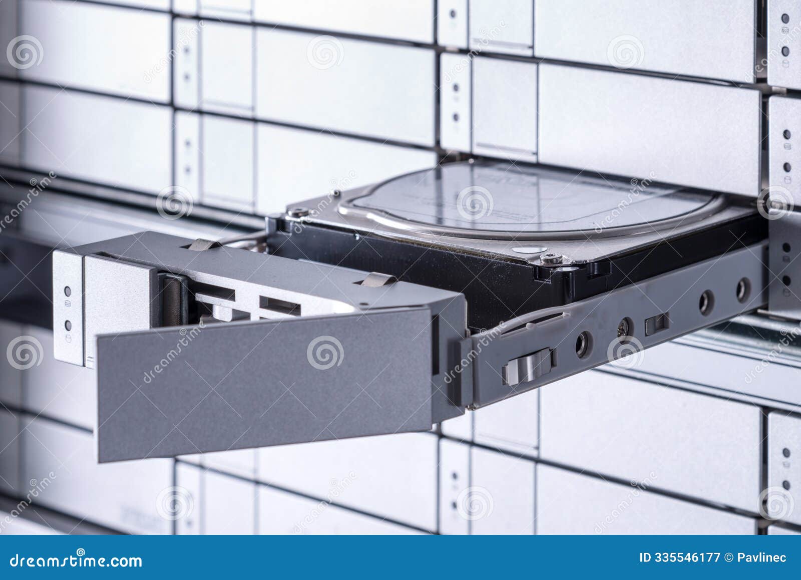 Detail of Hard Disk in a Tray that is Being Installed Inside Dat Stock ...