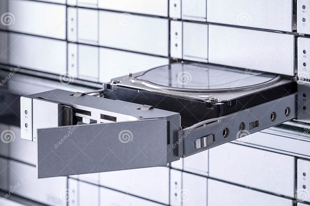 Detail of Hard Disk in a Tray that is Being Installed Inside Dat Stock ...