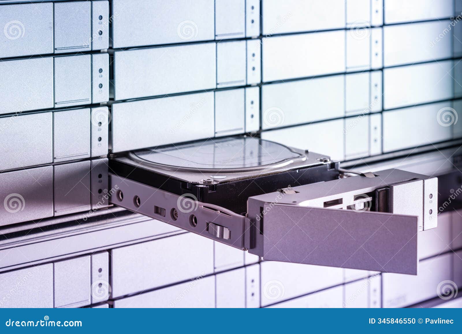 Detail of Hard Disk in a Tray that is Being Installed Inside Dat Stock ...