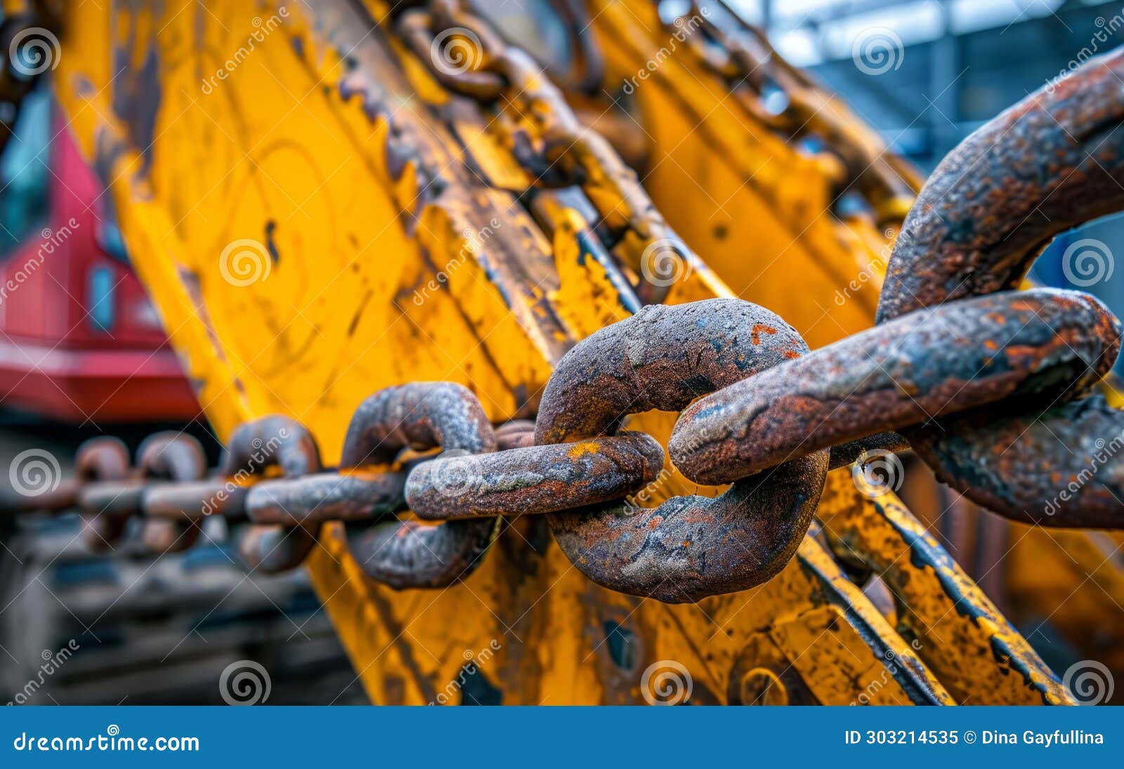 Detail of a Heavy Duty Yellow Excavator with a Chain. Stock Image ...