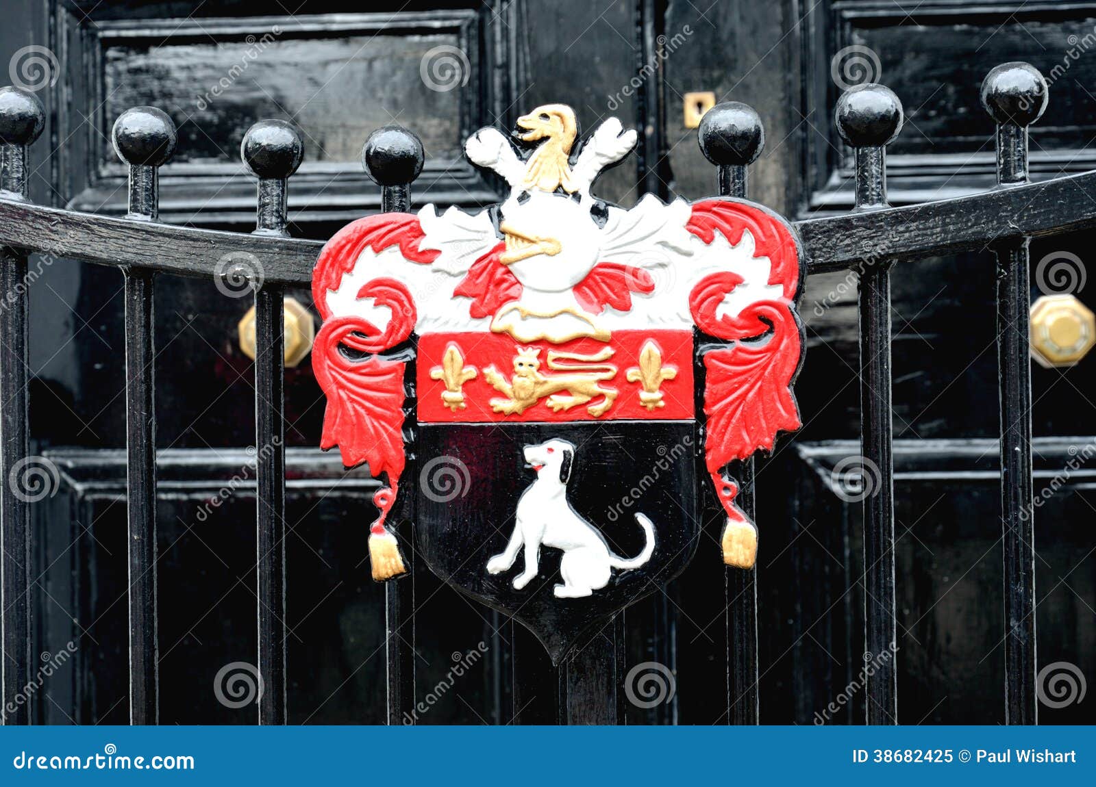 Detail of heraldic gate stock image. Image of kingdom - 38682425