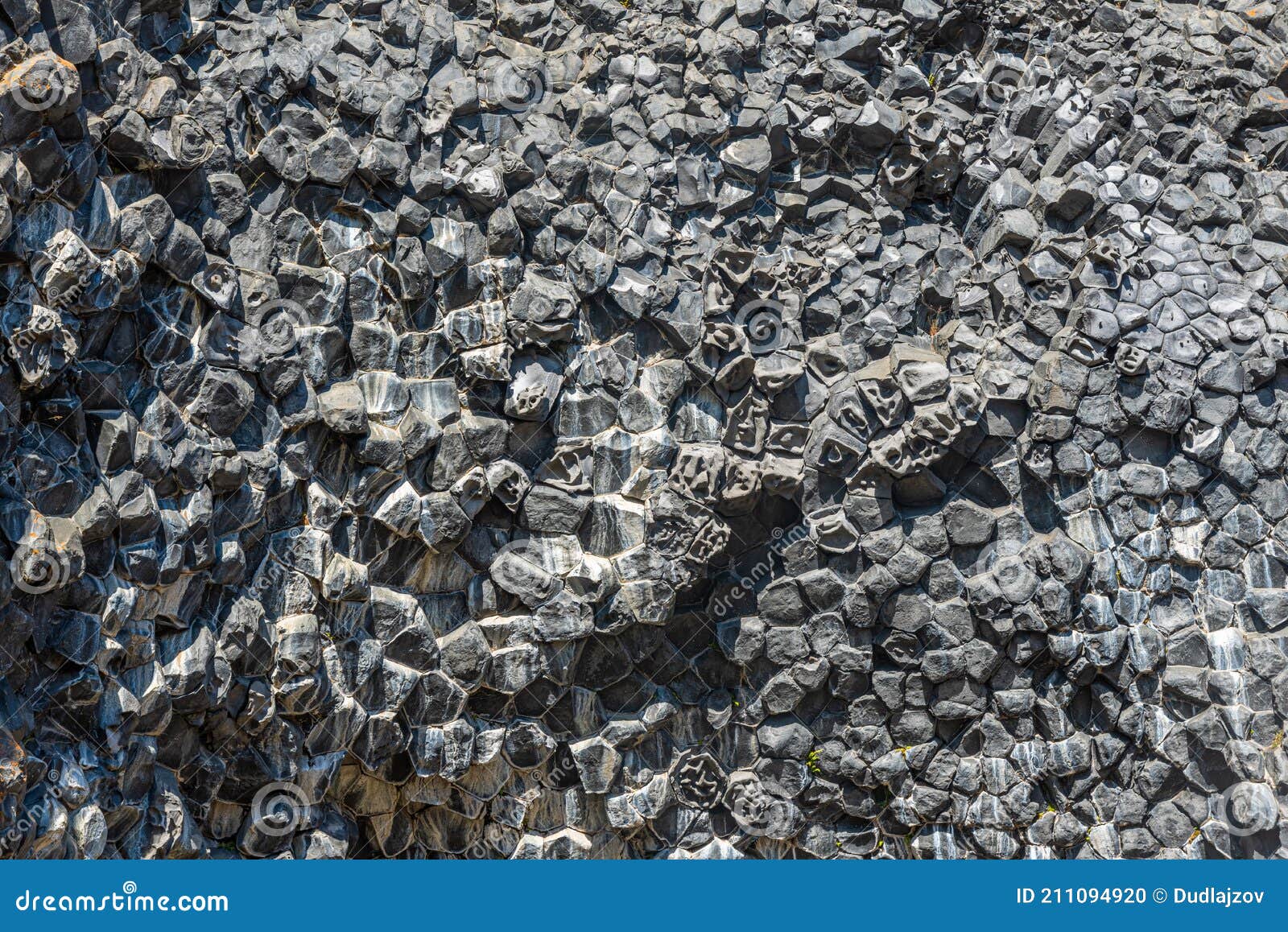 Detail of Hexagonal Basalt Rocks at Hljodaklettar on Iceland Stock ...