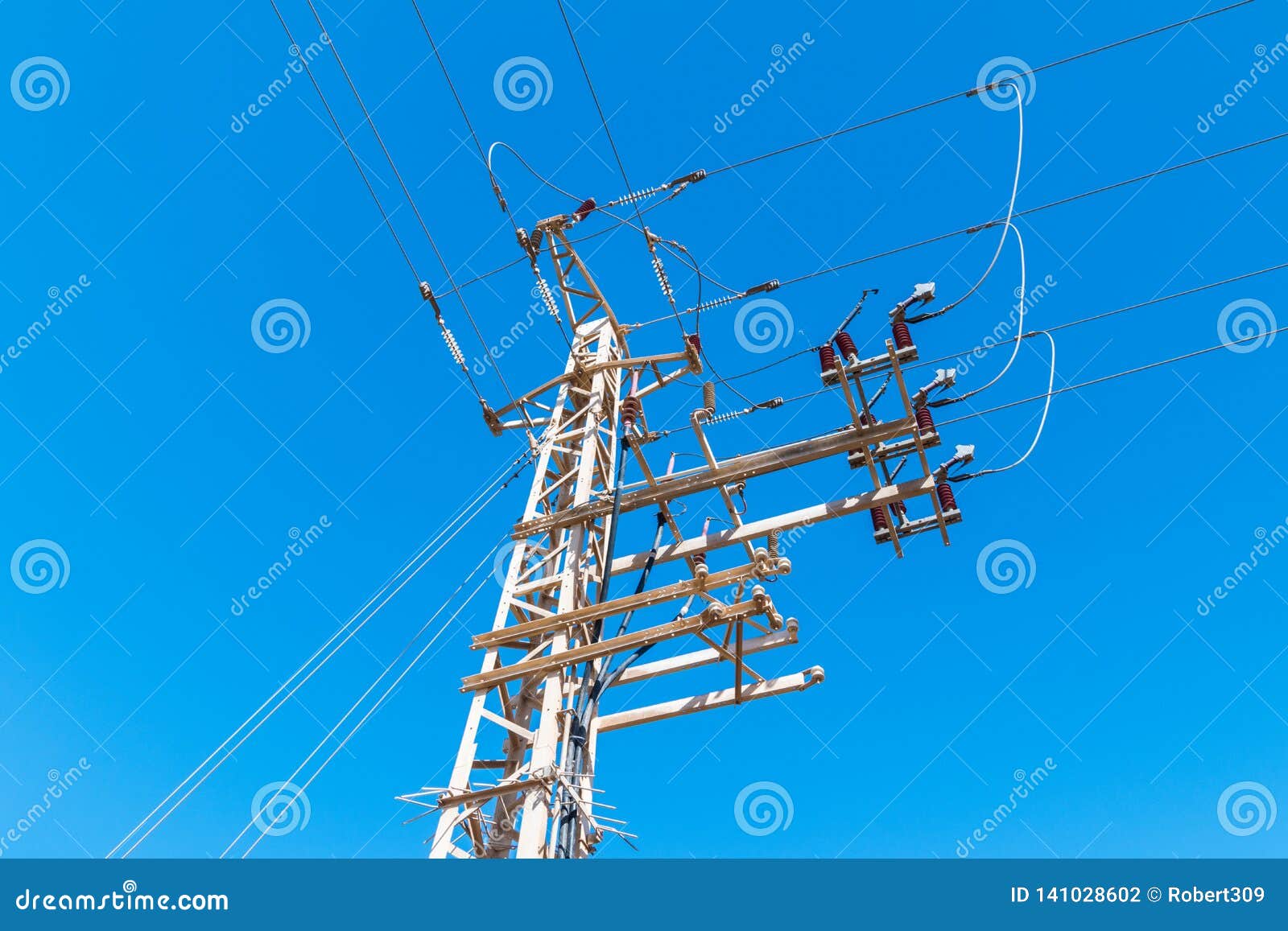 Detail of a High Voltage Electric Line Stock Photo - Image of ...