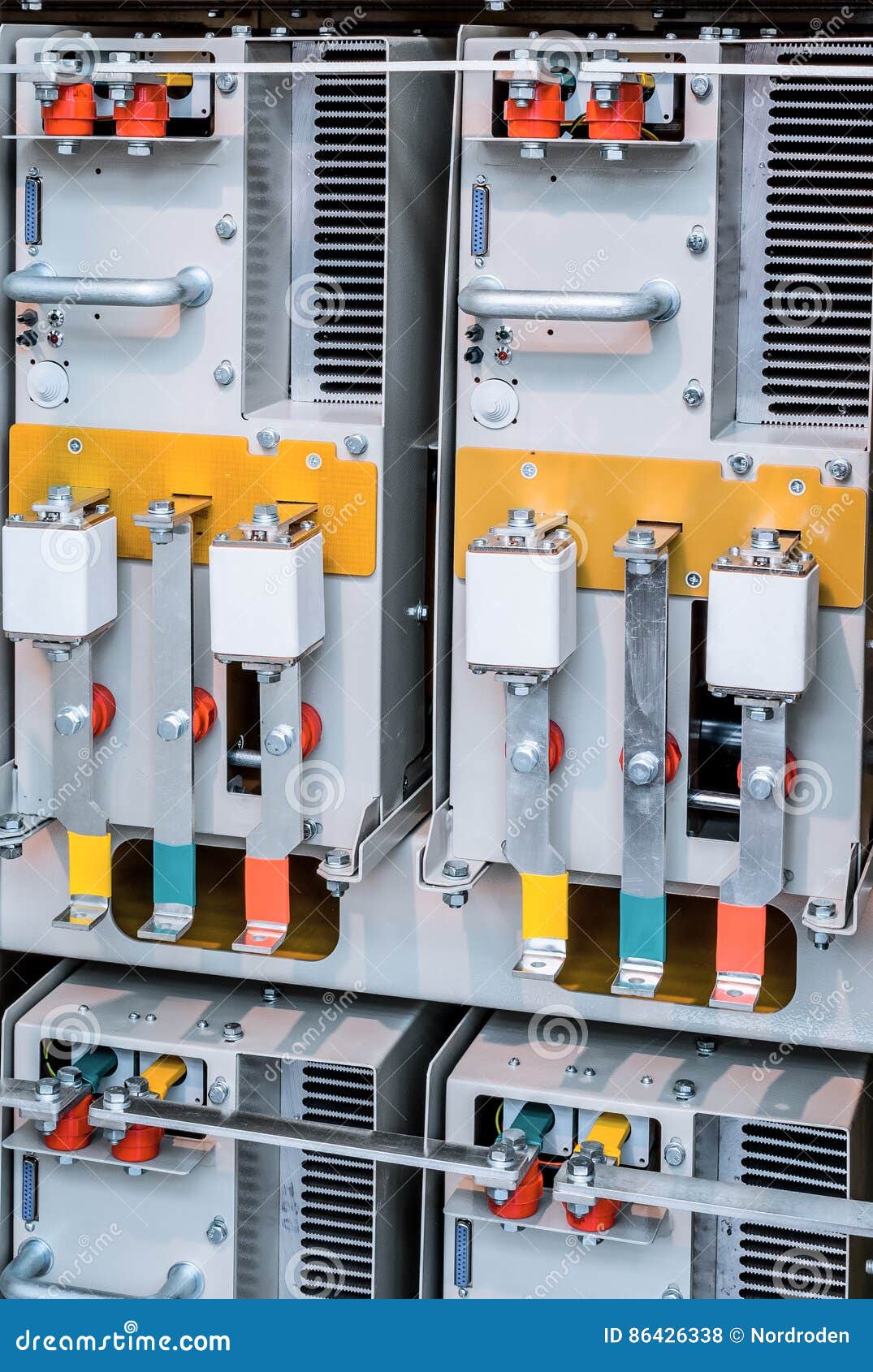 Detail of High-voltage Panel with Bus Bars. Stock Photo - Image of ...