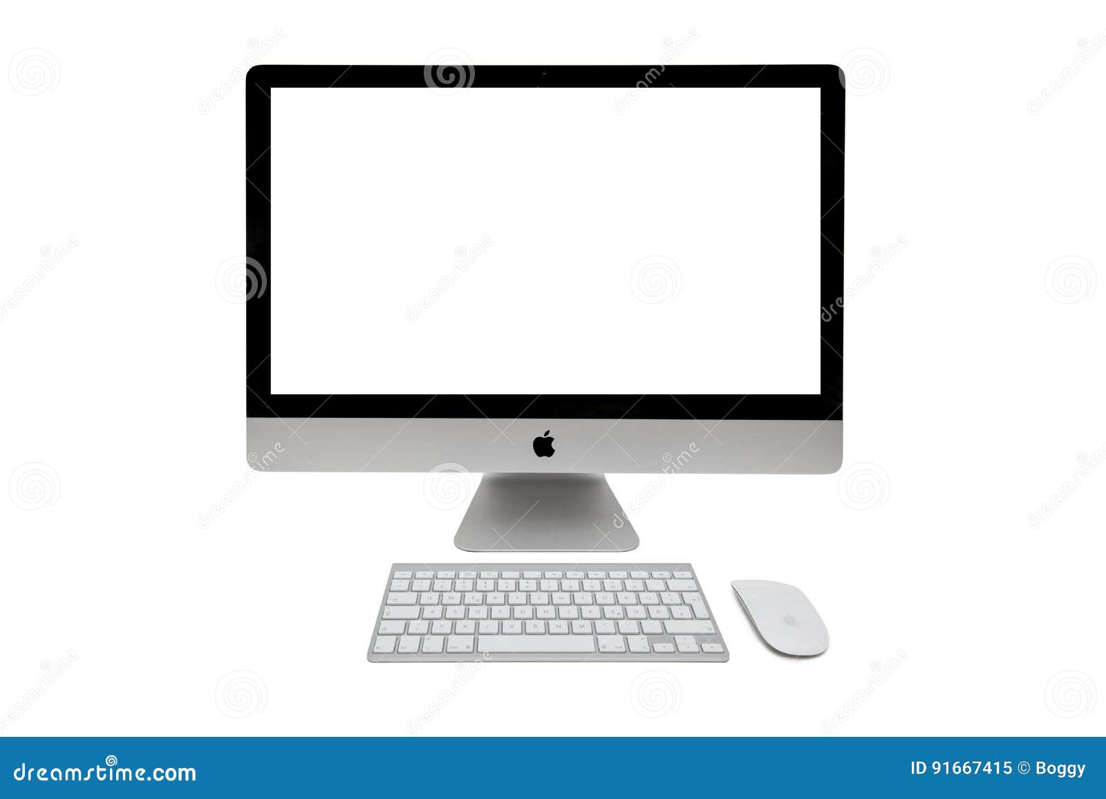 IMac Computer, Keyboard, Magic Mouse, Monstera Plant Pot On Wooden ...