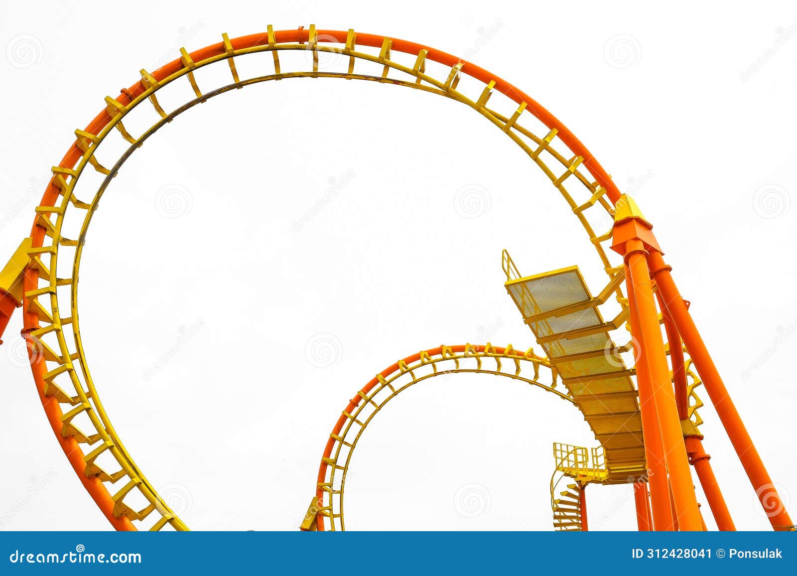 Roller Coaster Track on White Background Stock Image - Image of ...