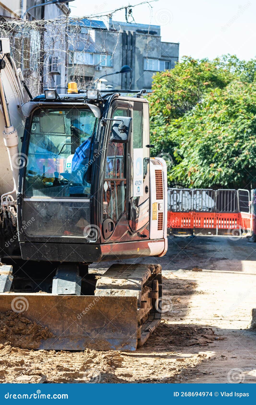 Detail of Industrial Excavator Working on Construction Site Editorial ...