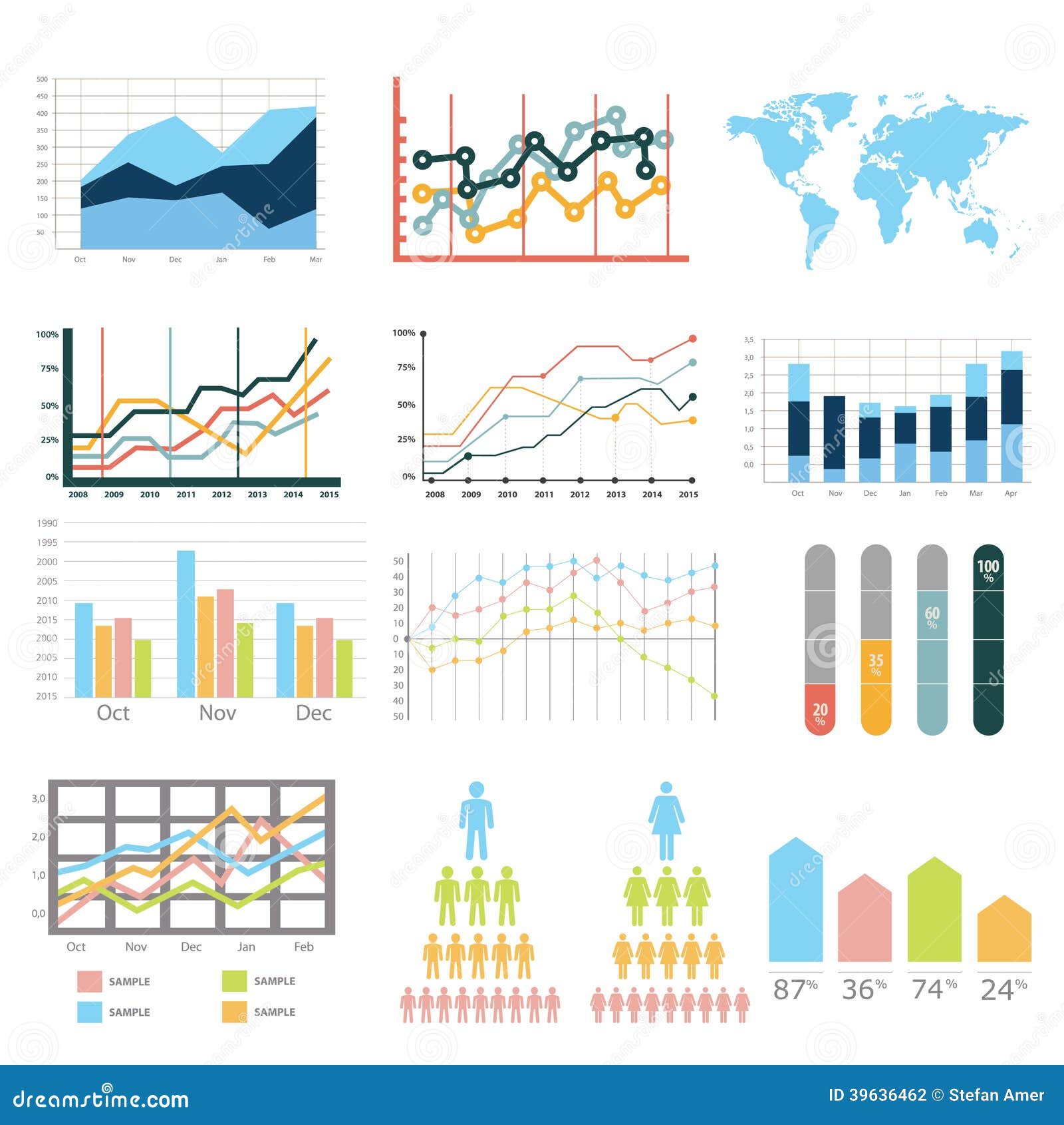 Detail Infographic Vector Illustration. World Map and Information ...