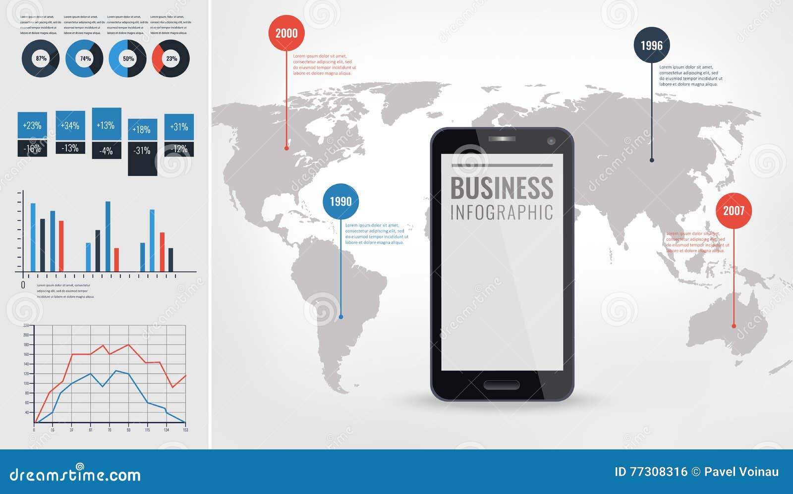 Detail Infographic Vector Illustration. World Map and Information ...
