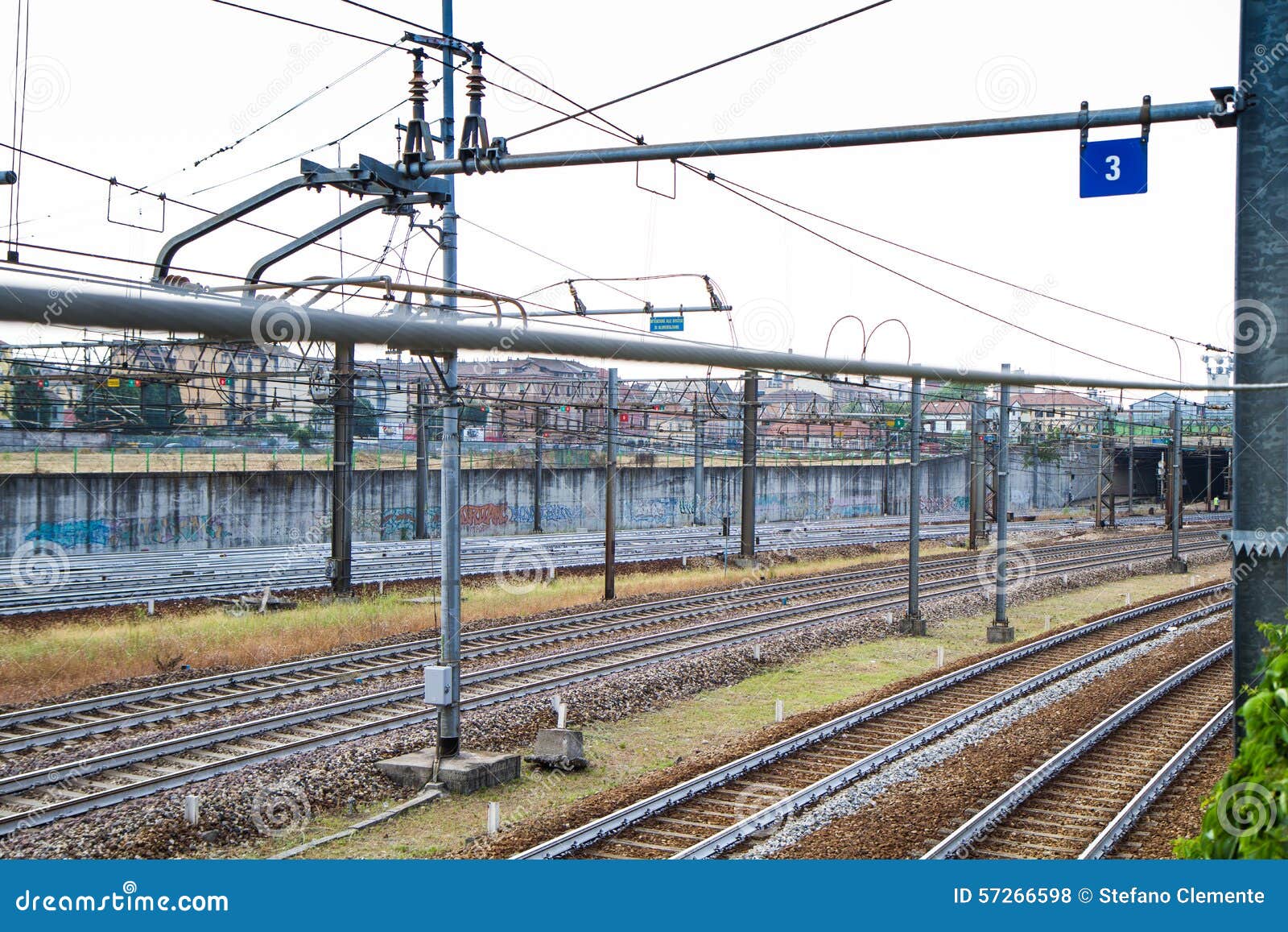 Detail Interchange with Rail Tracks and Power Lines Stock Photo - Image ...