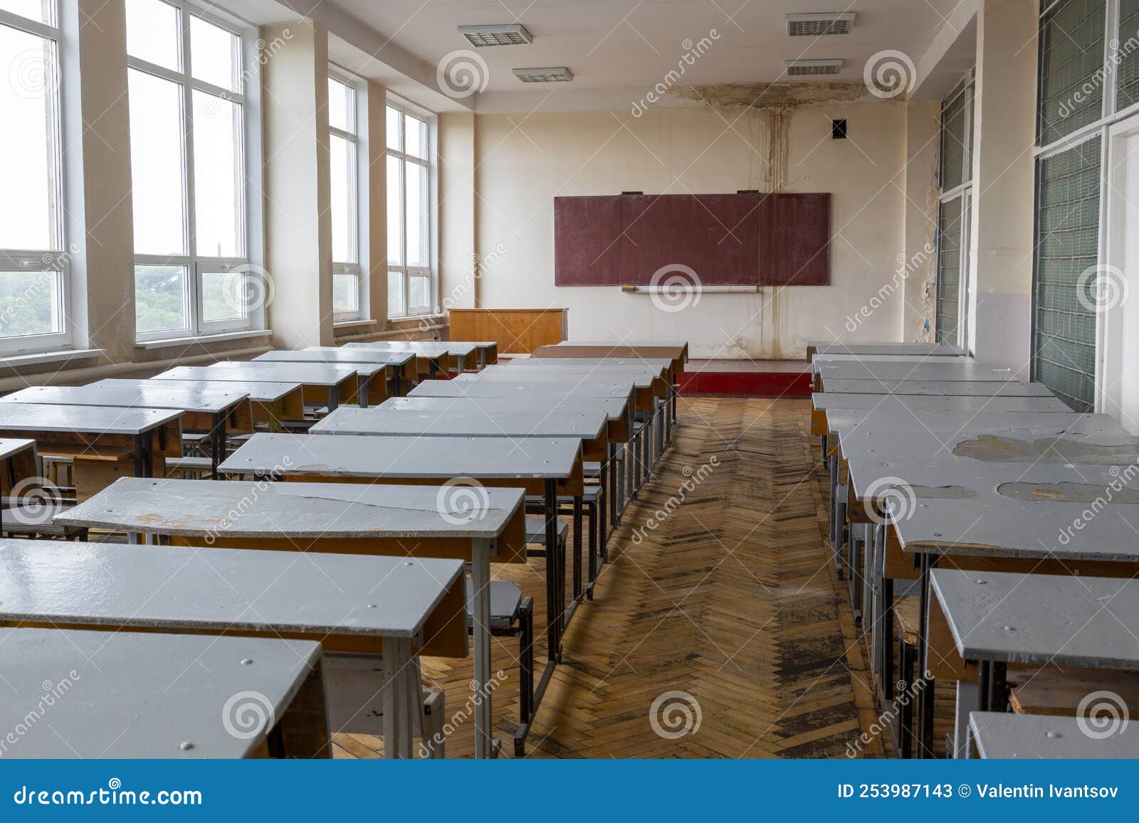 Detail Interior Classroom with Blackboard on the Wall Stock Image ...