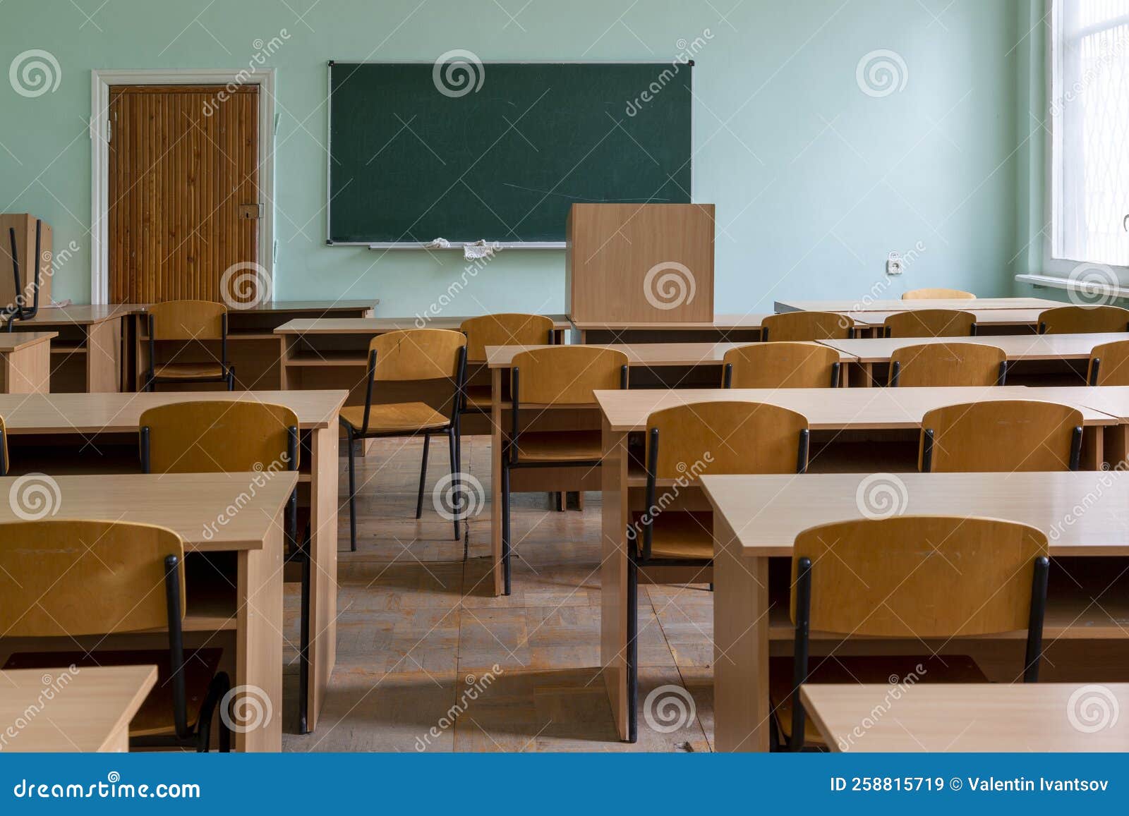Detail Interior Classroom with Blackboard on the Wall Stock Image ...