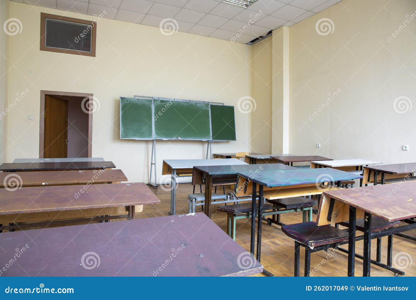 Detail Interior Classroom with Blackboard on the Wall Stock Image ...