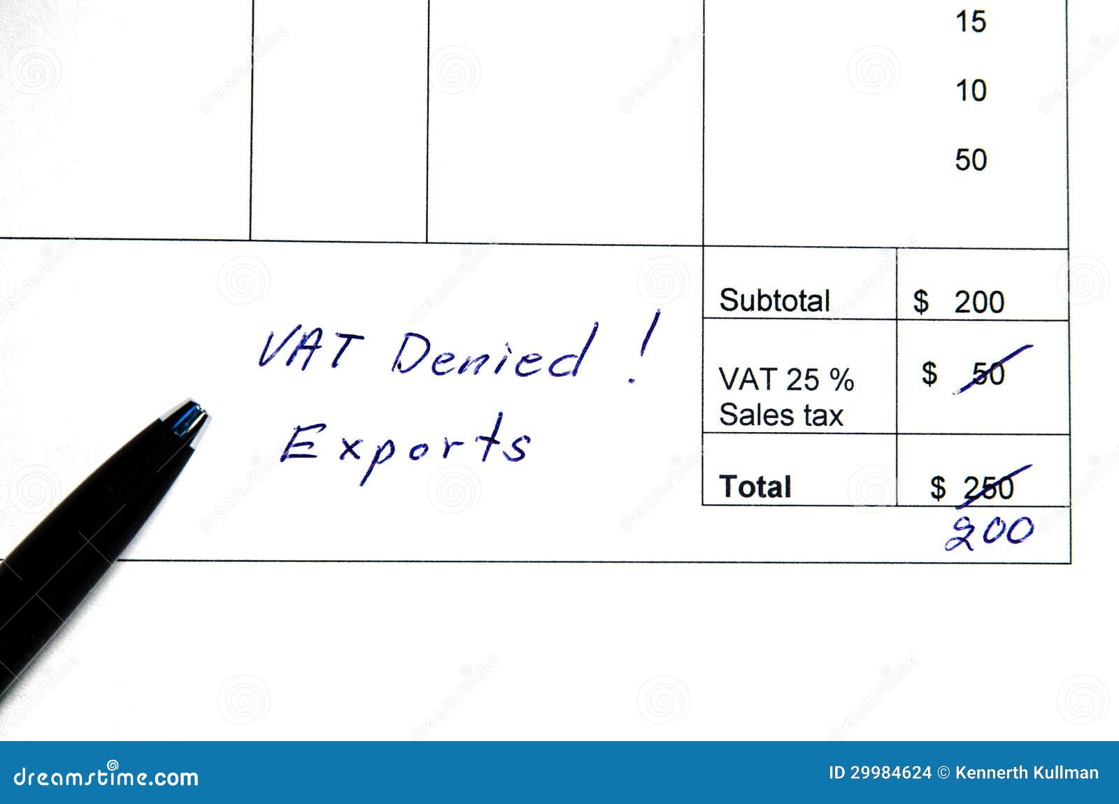Incorrect Invoice, VAT Denied Stock Photo - Image of corrected, detail ...