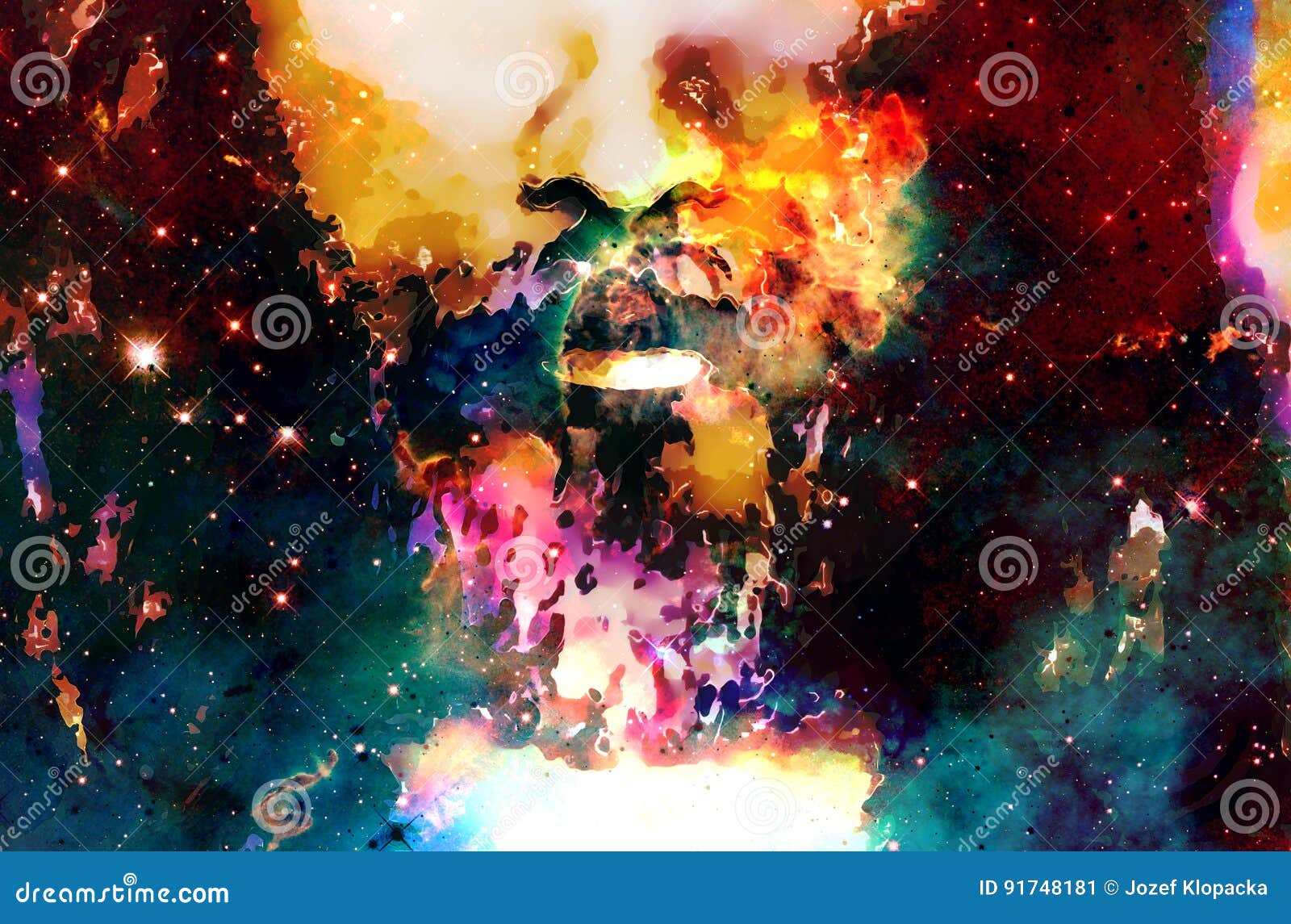 Detail of Jesus Face in Cosmic Space. Computer Collage Version. Stock ...