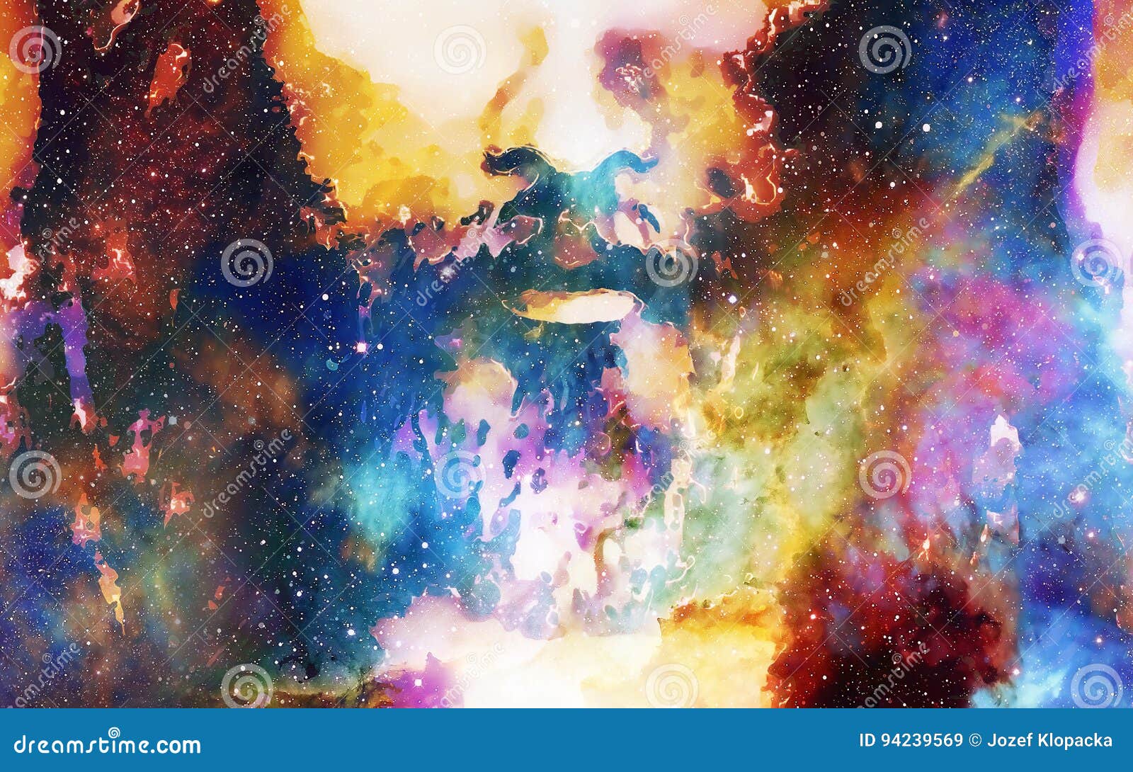 Detail of Jesus Face in Cosmic Space. Computer Collage Version. Stock ...