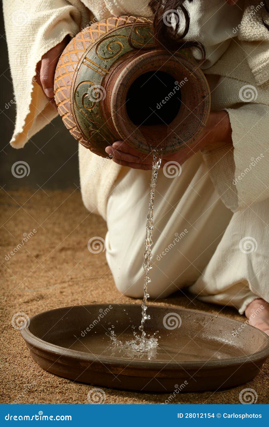 Detail of Jesus Pouring Water Stock Photo - Image of veil, male: 28012154