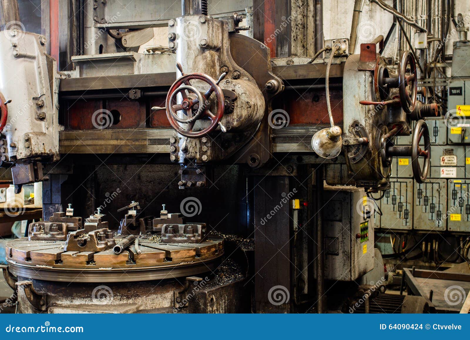 Detail of lathe machine stock photo. Image of control - 64090424