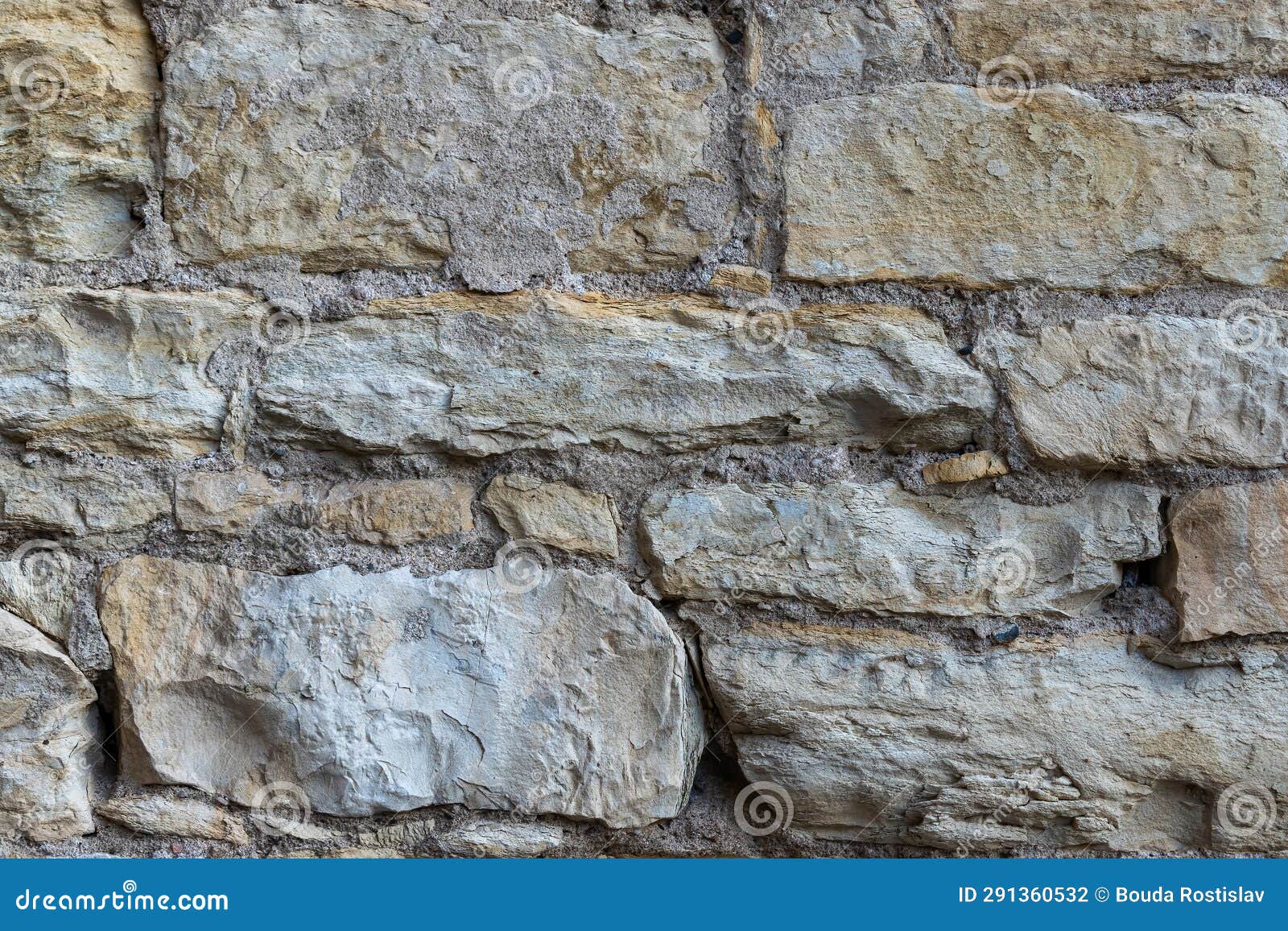 Detail of a Light Stone Wall with Signs of Weathering Stock Photo ...
