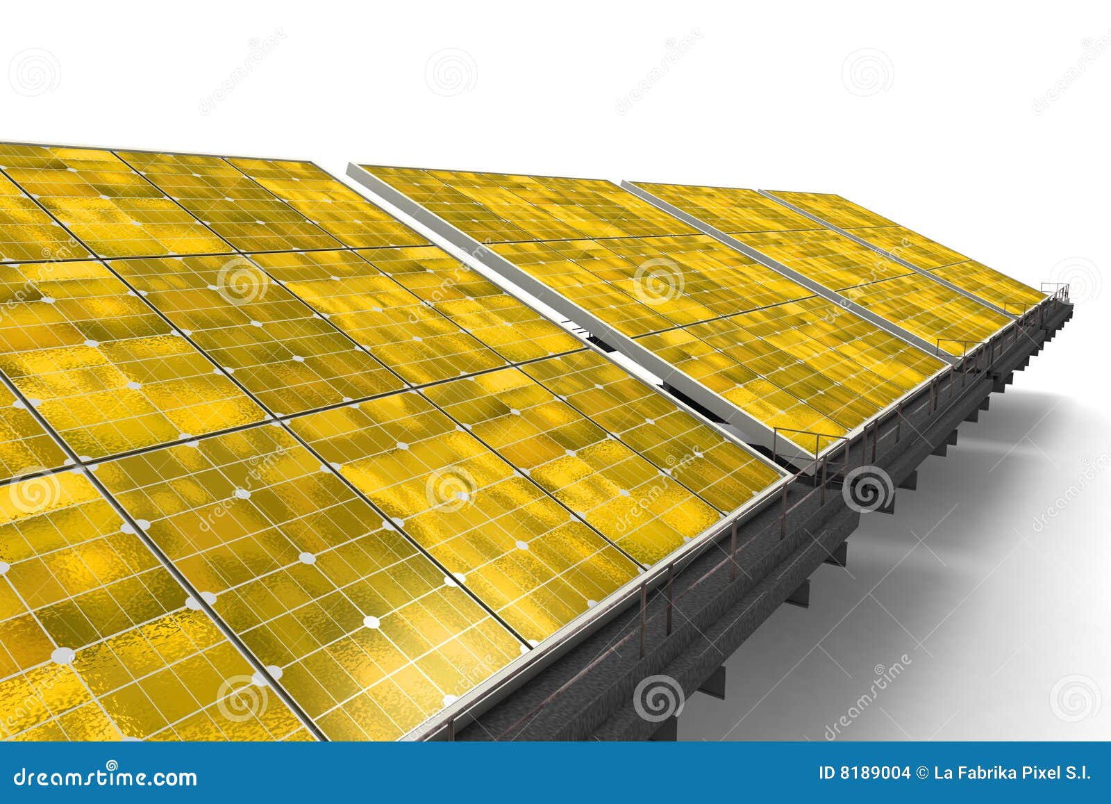 Detail of a Line of Yellow Solar Panels Stock Illustration ...
