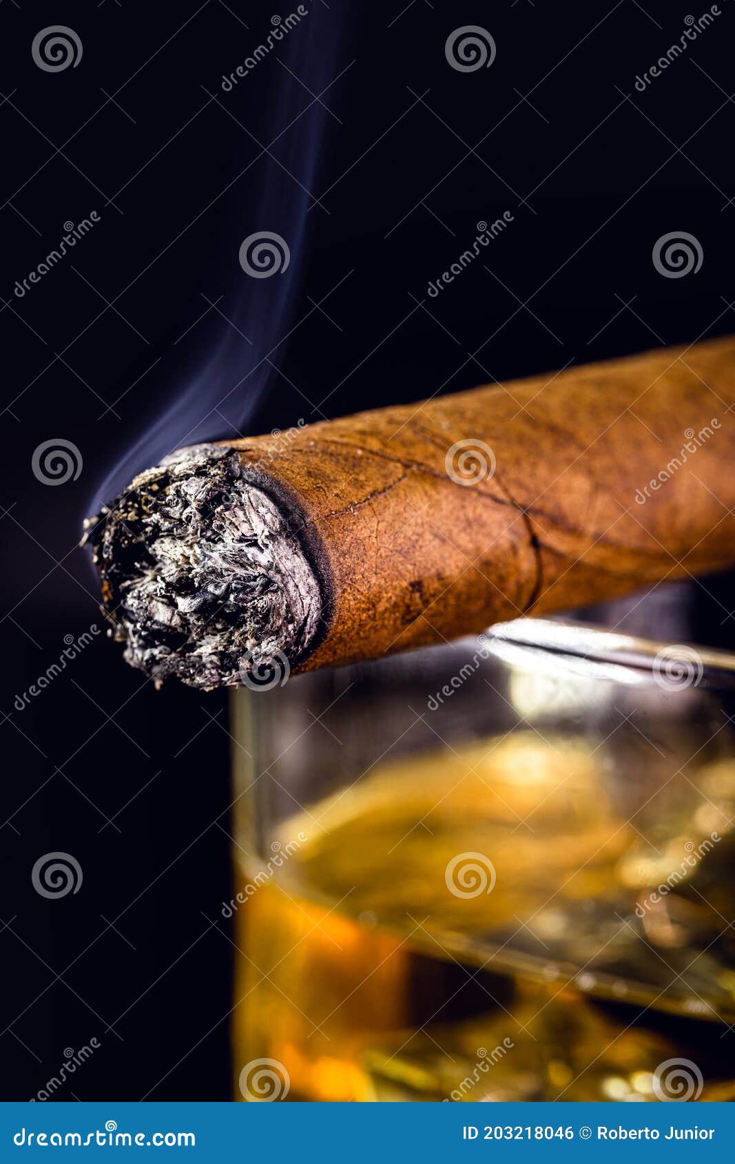 Detail of Lit Cigar, Giving Off Smoke Stock Photo - Image of burning ...