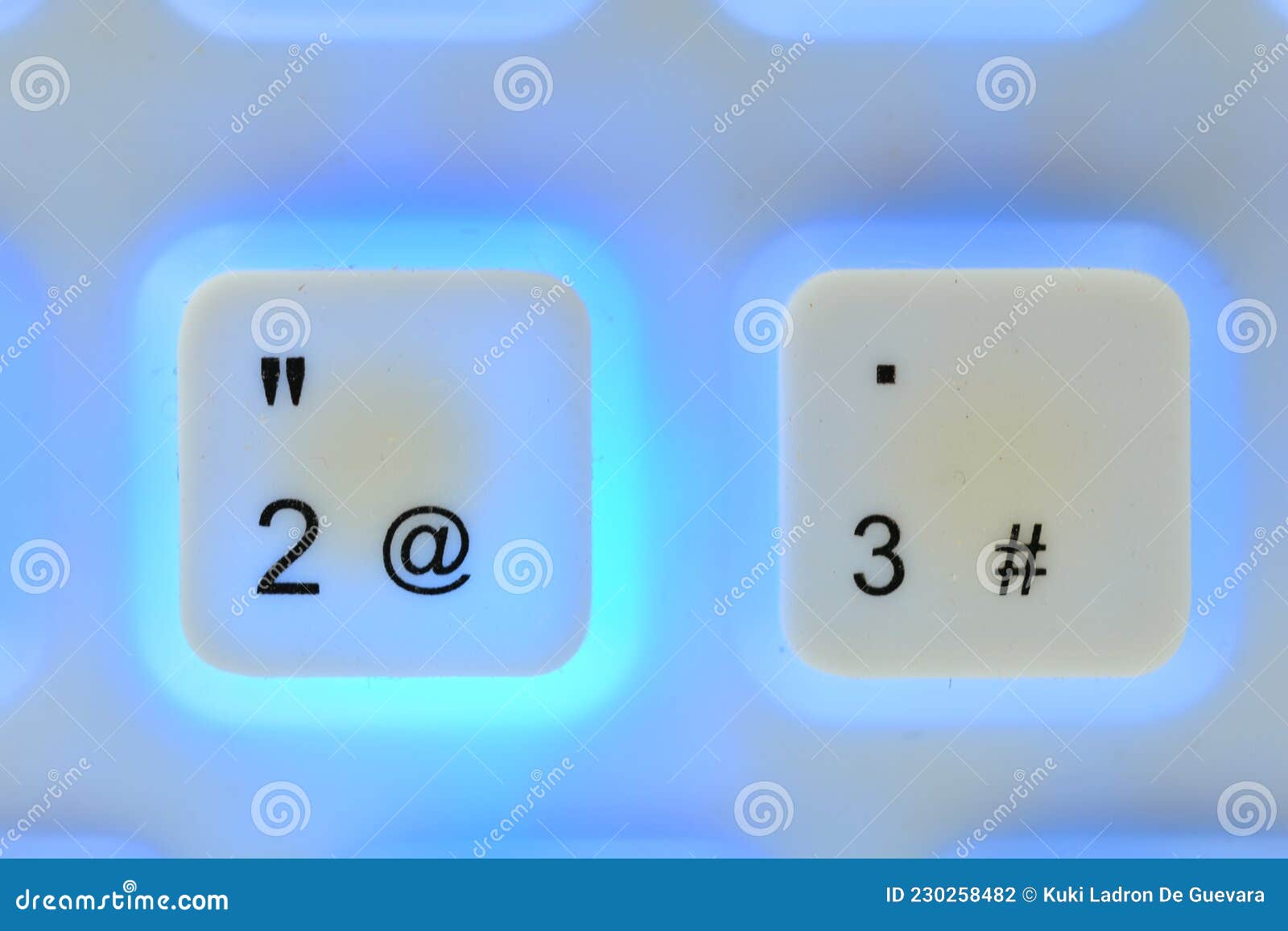 Keyboard of a Computer with Blue Light Stock Photo - Image of bloc ...