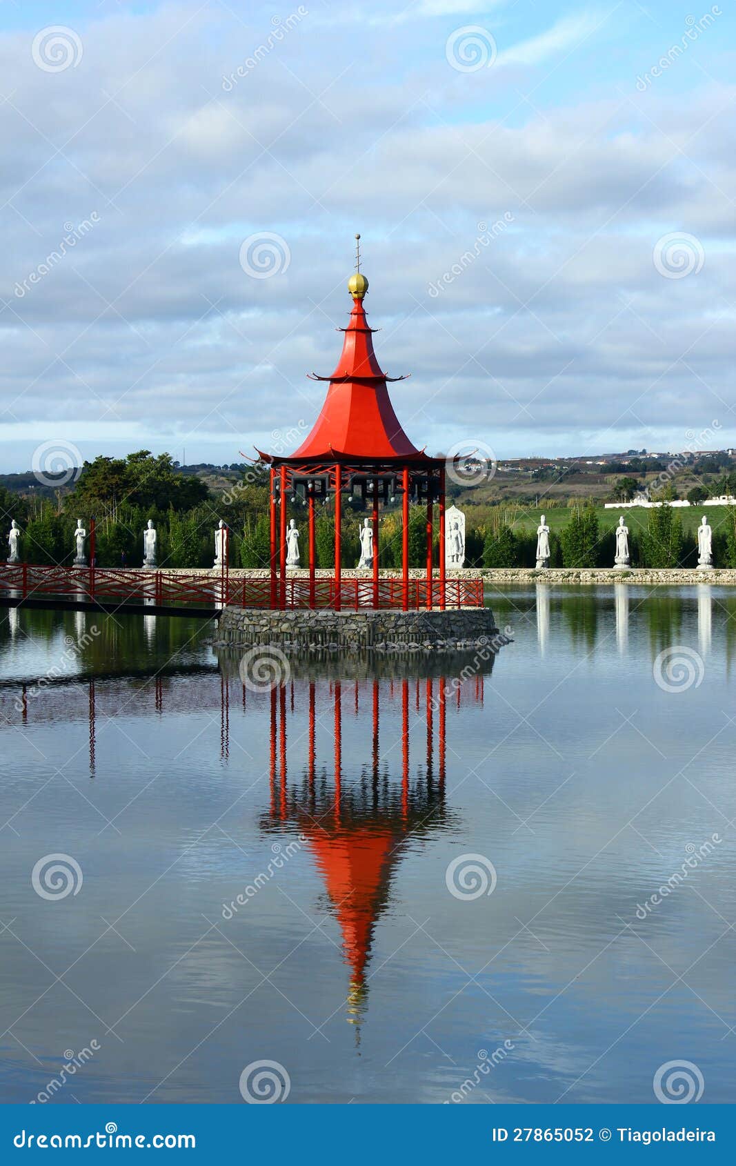 Detail of a Little Temple and a Lake Stock Photo - Image of people ...