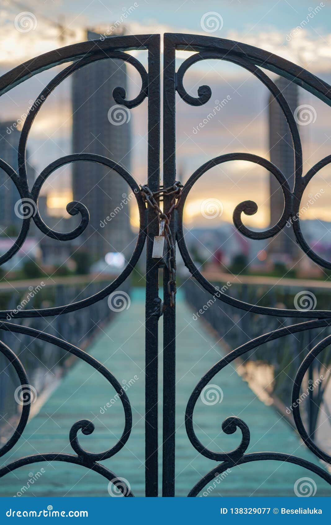 Locked gate stock image. Image of decorative, iron, bridge - 138329077