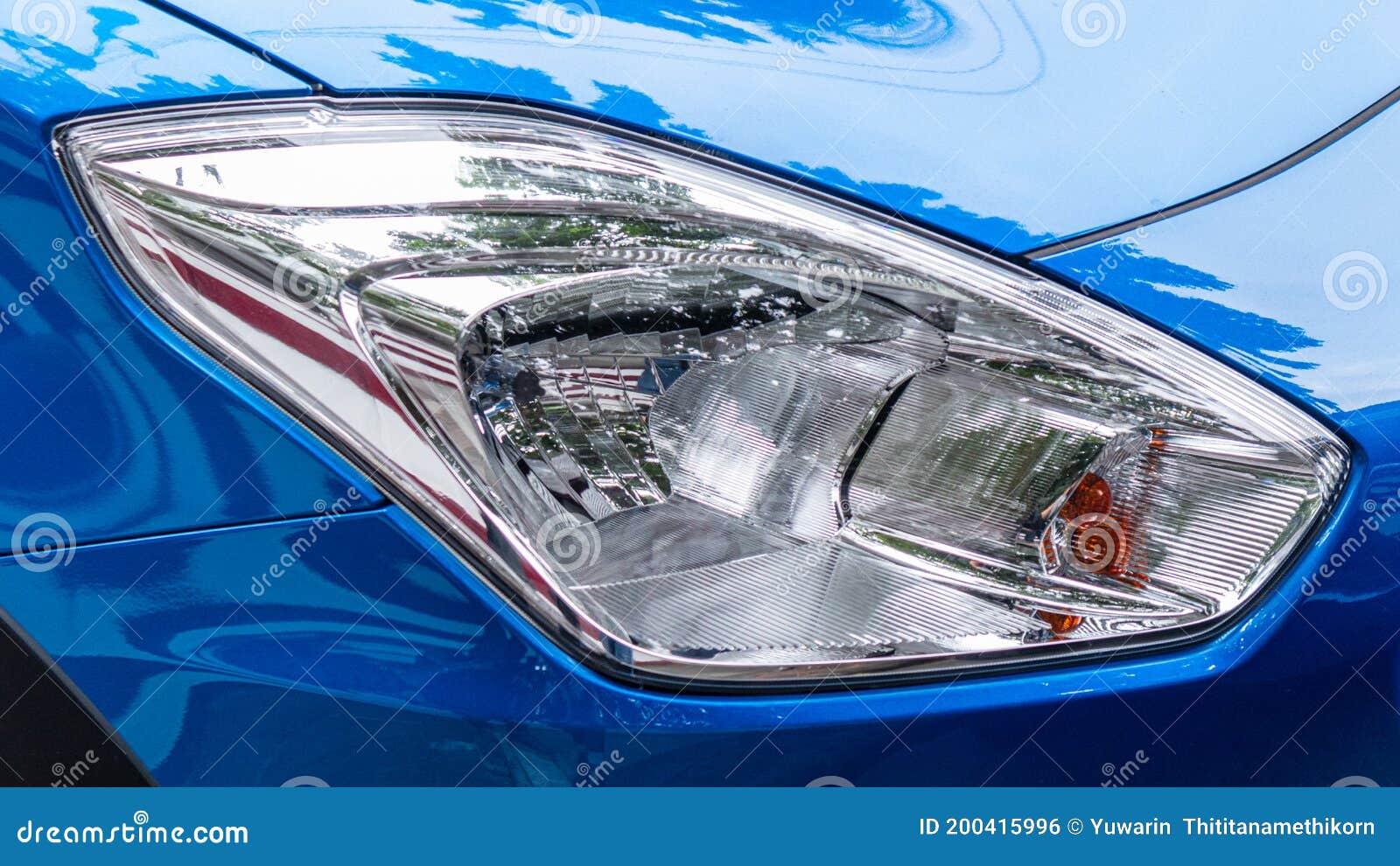 Detail of a Luxury Modern Blue Car Headlights. Led Car Headlights ...