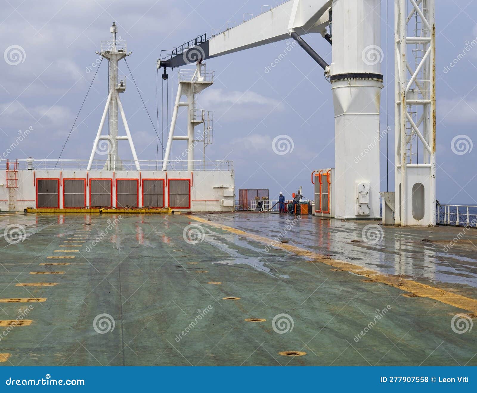 Detail of a Main Deck for Containers in a Big Ship Stock Photo - Image ...