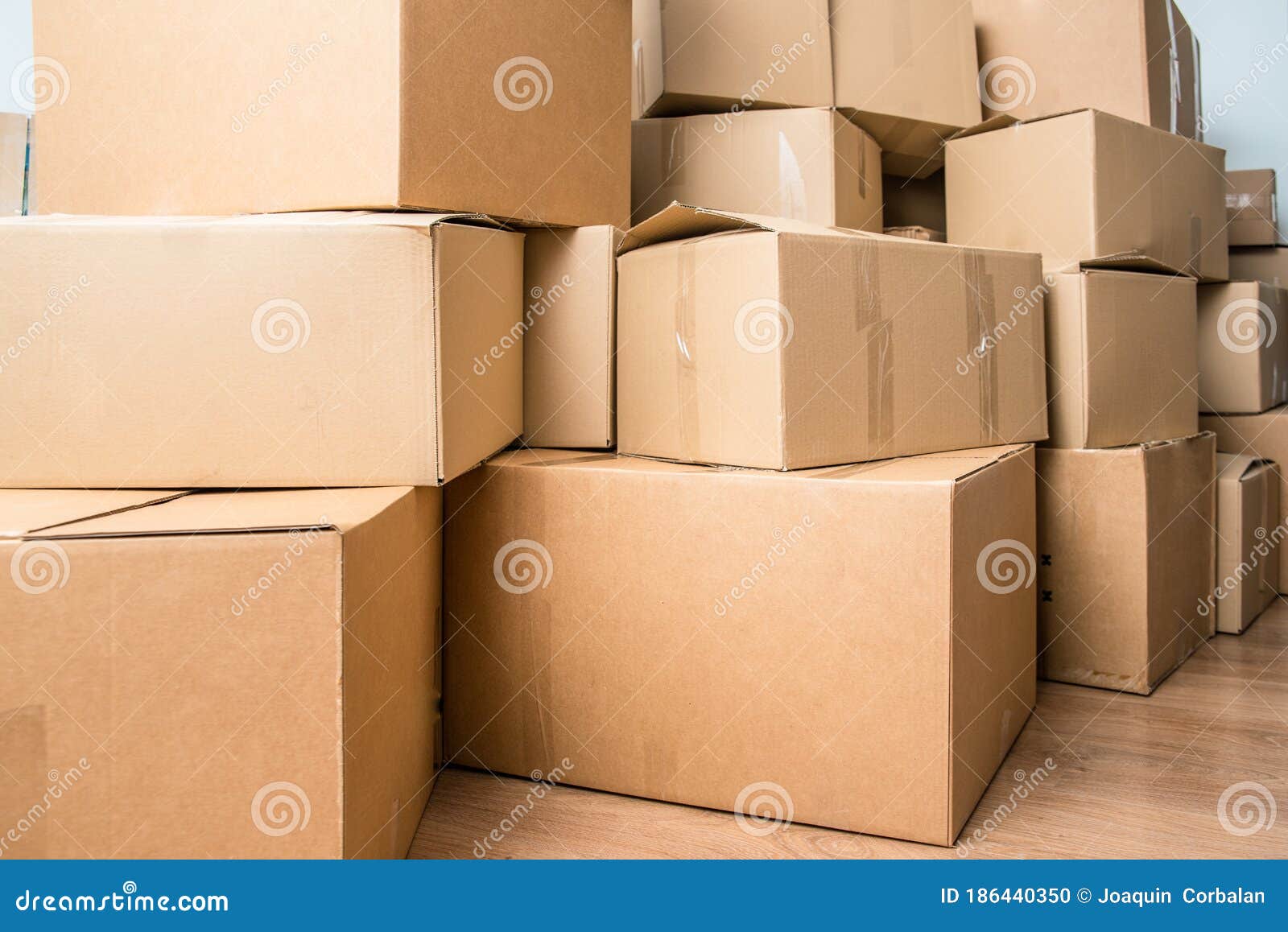 Detail of Many Cardboard Boxes Full of Household Items during a Move ...