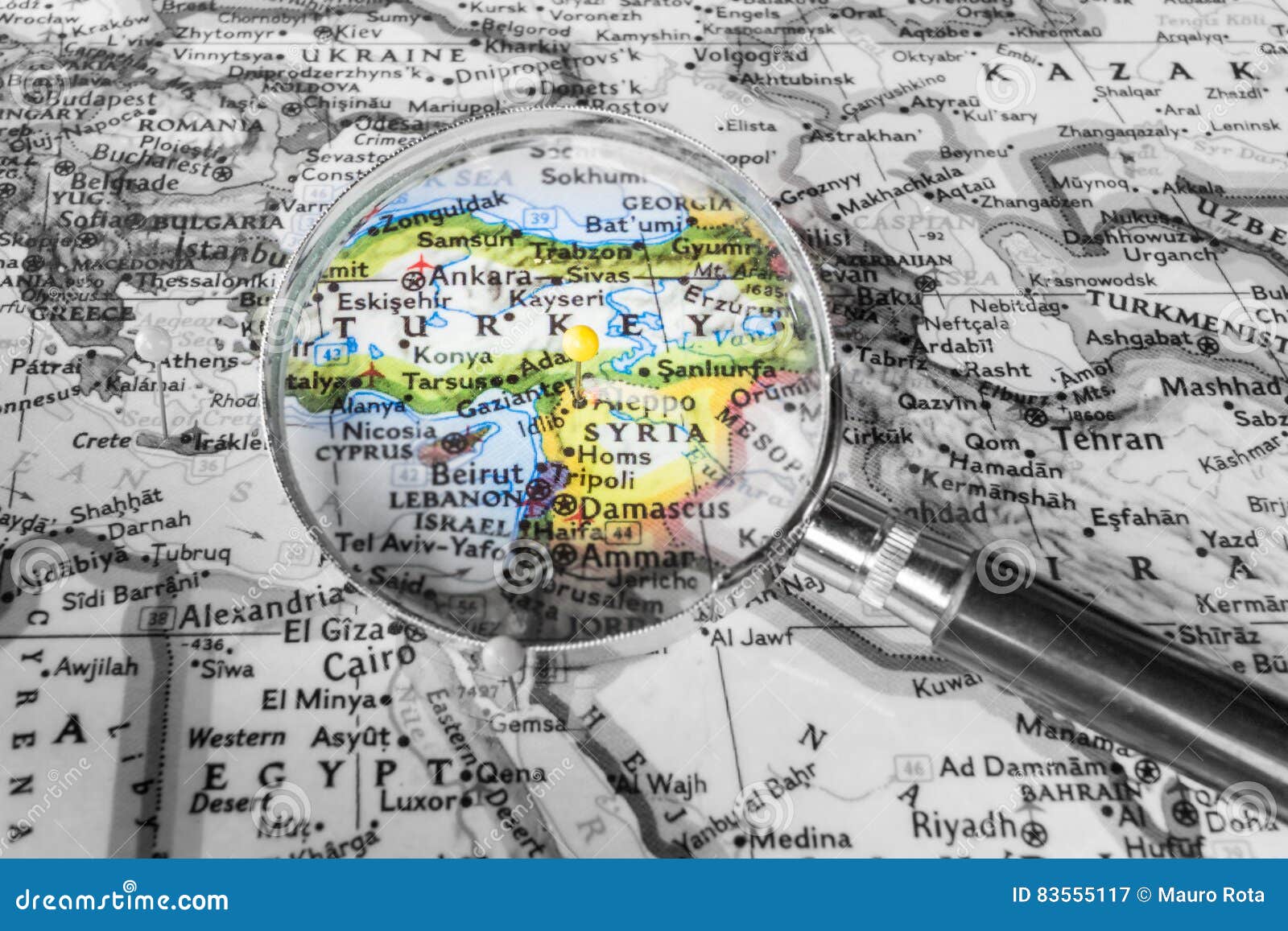 The Detail of the Map of Turkey and Syria Stock Image - Image of glass ...
