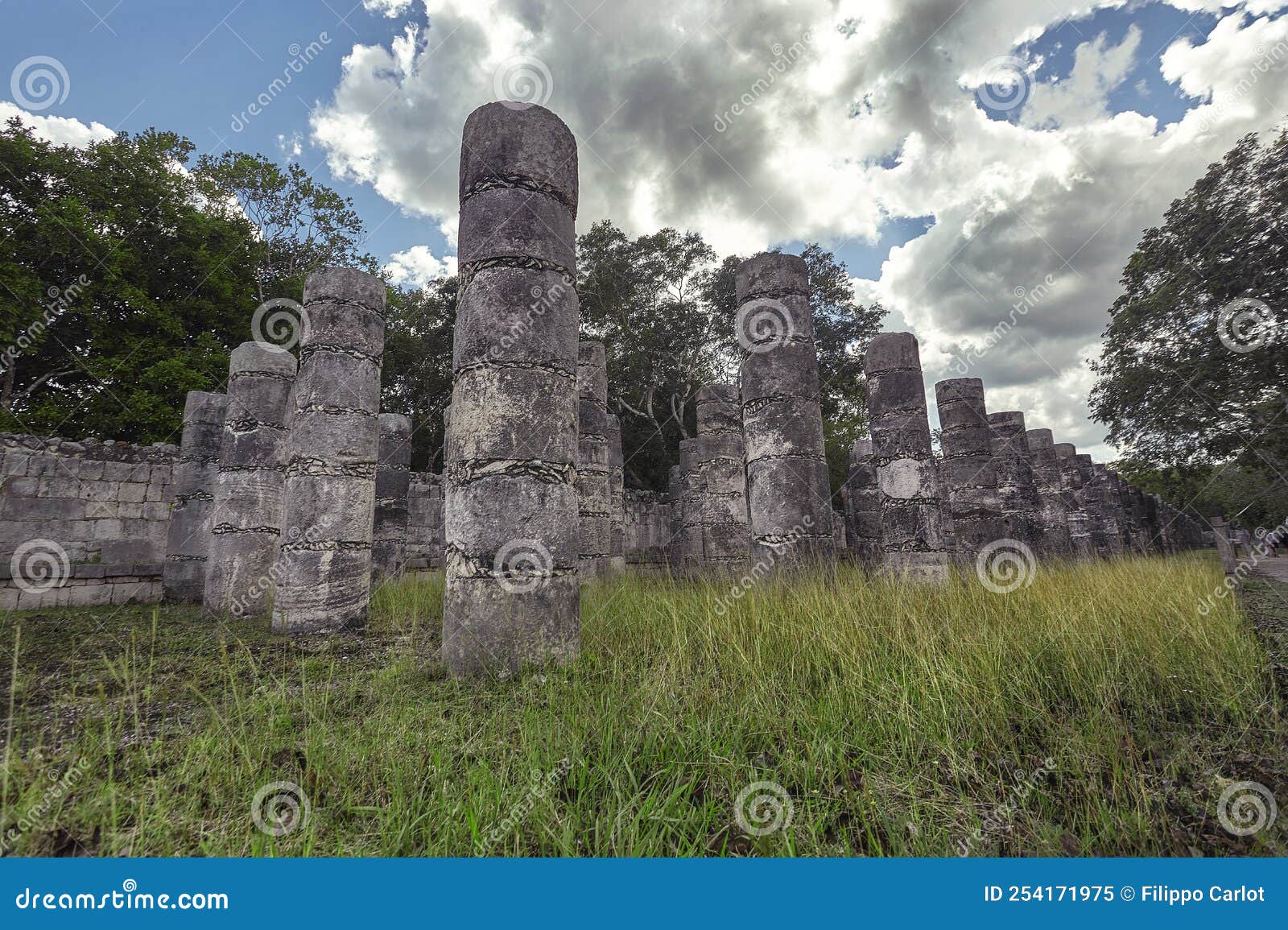 Detail of Mayan columns stock image. Image of history - 254171975