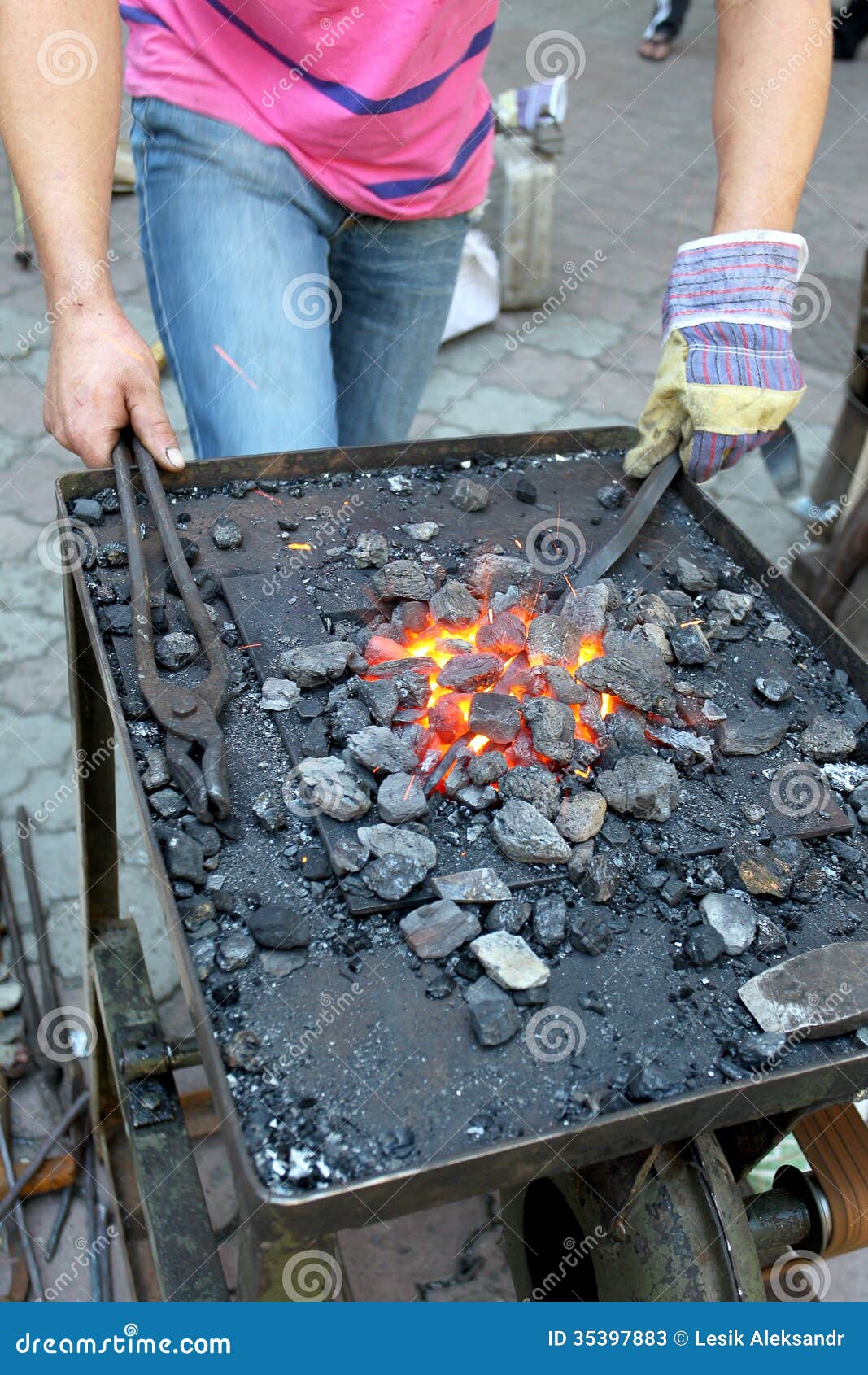 Detail Metal Working Being Worked at a Blacksmith Forge Stock Image ...