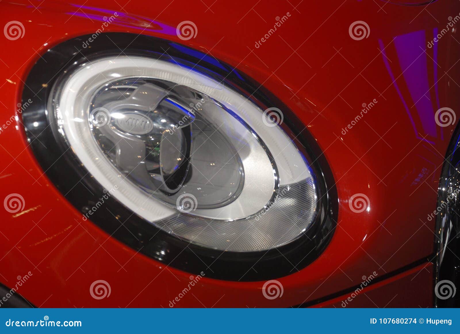 Red Mini cooper headlight editorial stock image. Image of exhibitor ...