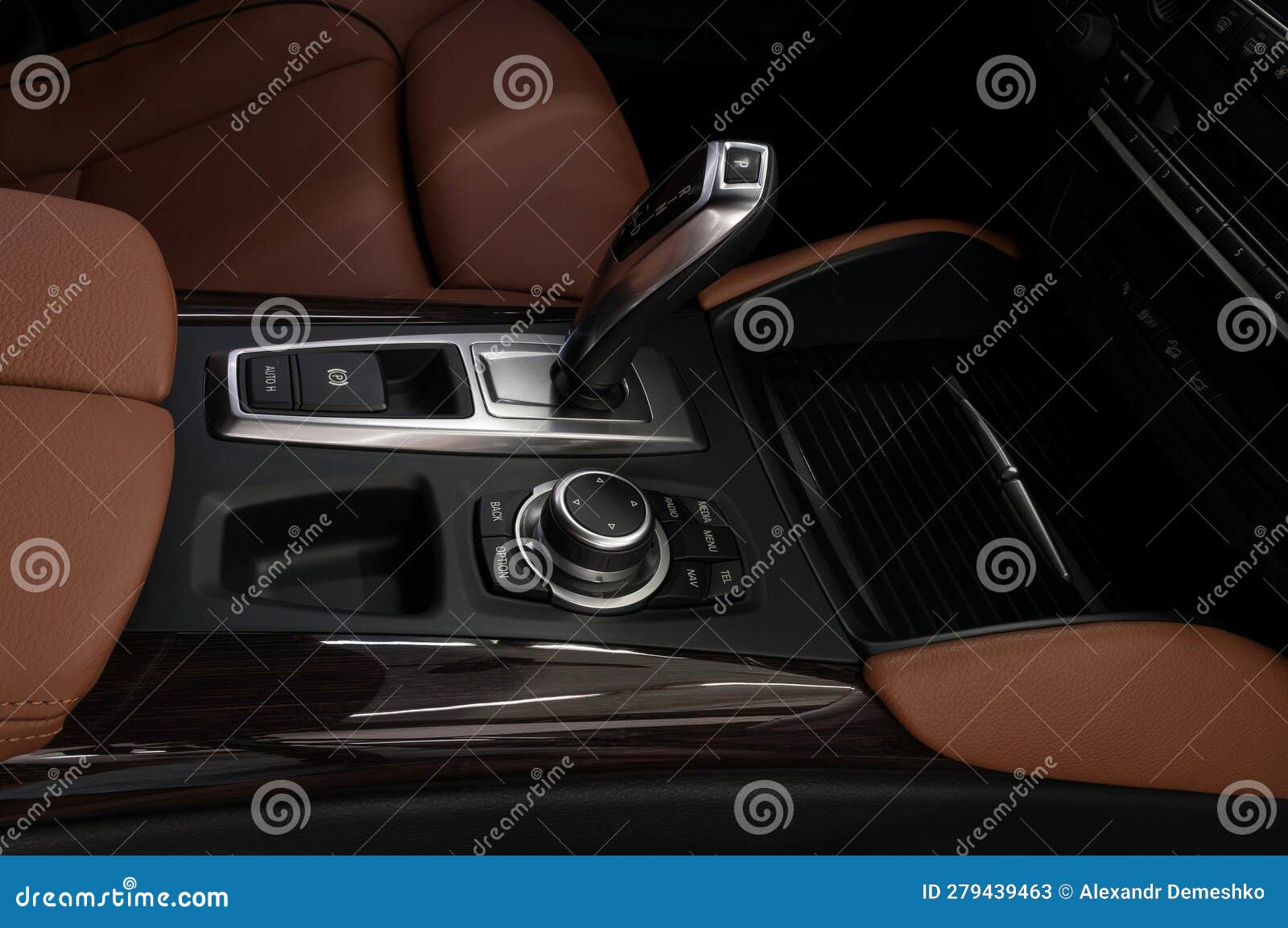 Detail of Modern Classic Car Interior. Automatic Transmission. Stock ...