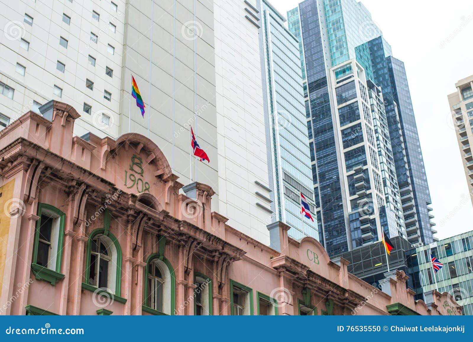 Detail of Modern and Old Building. Stock Photo - Image of house ...